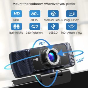 VITADE Webcam 1080P 60fps with Microphone for Streaming, 682H Pro HD USB Computer Web Camera Video Cam for Gaming Conferencing Mac Windows Desktop PC Laptop Xbox Skype OBS Twitch YouTube Xsplit