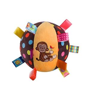 colorful taggies chime ball - soft plush sensory rattle toy as christmas gift for babies kids toddlers infants