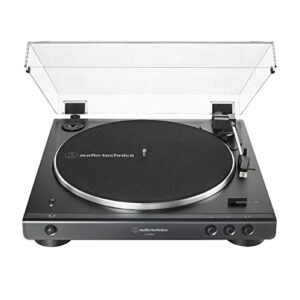 audio-technica at-lp60xbt-bk fully automatic bluetooth belt-drive stereo turntable, black, hi-fi, 2 speed, dust cover, anti-resonance, die-cast aluminum platter