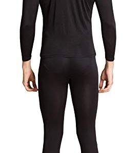 Grenasasilk Men's Silk Long Johns Mulberry Silk Long Underwear V-Neck Breathable Thermal Underwear Sets & Undergarments (XL, Black)