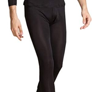 Grenasasilk Men's Silk Long Johns Mulberry Silk Long Underwear V-Neck Breathable Thermal Underwear Sets & Undergarments (XL, Black)