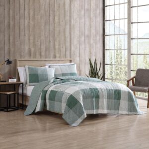 Eddie Bauer - King Quilt Set, Cotton Reversible Bedding with Matching Shams, Medium Weight Home Decor (Boulder Green, King)