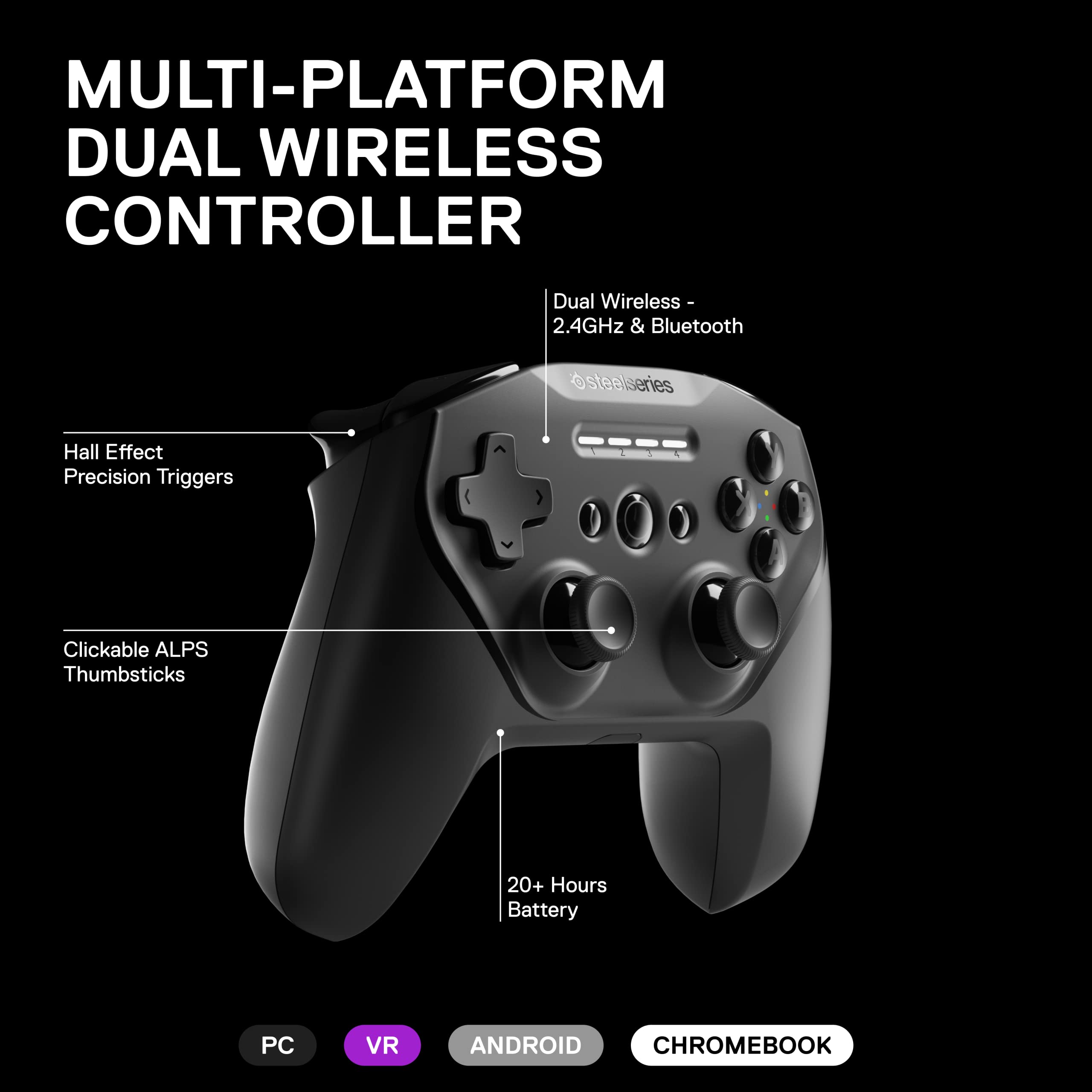 SteelSeries Stratus Duo Wireless Gaming Controller – Compatible with Android, Windows, VR, and Chromebooks – Dual-Wireless Connectivity – High-Performance Materials – Supports Fortnite Mobile