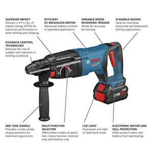 BOSCH GBH18V-26DK26GDE 18V EC Brushless SDS-plus Bulldog 1 In. Rotary Hammer Kit with Mobile Dust Extractor and (2) CORE18V Batteries