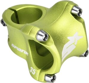 spank spike race 2 shot-peen anodized mtb bicycle stem (green, 50mm), lightweight and strong alloy stem for mountain bike, mountain bike stem short handlebar, stem for most bicycle, cycling