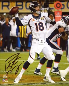 peyton manning denver broncos autographed 8" x 10" super bowl 50 champions action vertical photograph - autographed nfl photos