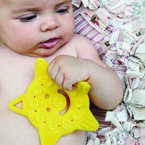 POPPIES Smiley The Star BPA-Free Silicone Suction Cup Teether, Sensory, Bath Toy (Yellow)