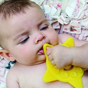 POPPIES Smiley The Star BPA-Free Silicone Suction Cup Teether, Sensory, Bath Toy (Yellow)