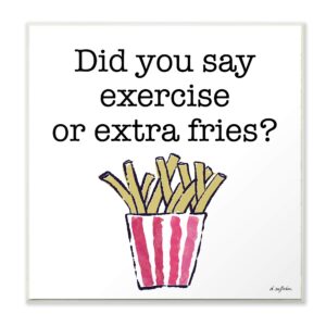 stupell industries exercise or extra fries striped fry illustration wall plaque, 12 x 12, multi-color