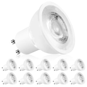 luxrite mr16 gu10 led bulbs dimmable, 50w halogen equivalent, 2700k warm white, 500 lumens, 120v spotlight led bulb gu10, enclosed fixture rated, perfect for landscape or home lighting (12 pack)