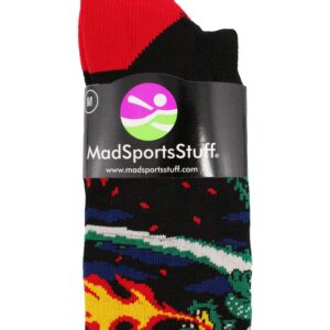 MadSportsStuff Medieval Dragon Soccer Style OTC Socks (Black/Red, Medium)