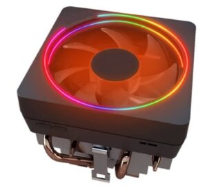 cpu cooler rgb led lighting aluminum heatsink copper core base 4-pin pwm 95mm fan pre-applied thermal paste for amd socket am5 am4 am3 am2 desktop pc computer - prism