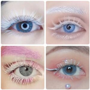 White False Eyelashes Halloween White Eye lashes Extension Tools Anime Cosplay Makeup Natural Looking Masquerade Party Eyelashes(White)