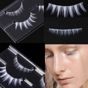 White False Eyelashes Halloween White Eye lashes Extension Tools Anime Cosplay Makeup Natural Looking Masquerade Party Eyelashes(White)