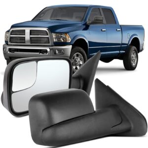 ocpty tow mirrors power adjusted heated towing mirrors for 2002-2008 for dodge for ram 1500 pickup truck 2003-2009 for dodge for ram 2500 pickup truck with black housing manual flip up