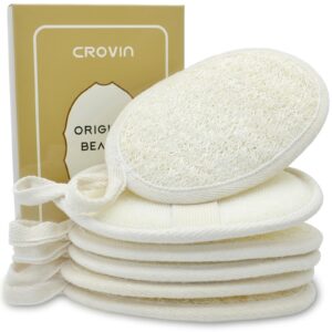 crovin natural loofah exfoliating body scrubber, made with natural shower loofah sponge for men and women’s spa - 6 count gifts exfoliating loofah sponge package,perfect for bath shower