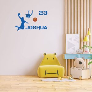 Basketball Player Personalized Name Nursery Wall Decal Vinyl Sticker | Multiple Font Options | Custom Kids Room Décor | Bedside Decals | Children’s Room | Car | Laptop