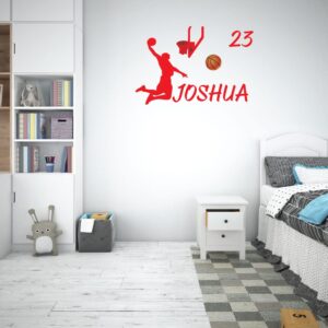 Basketball Player Personalized Name Nursery Wall Decal Vinyl Sticker | Multiple Font Options | Custom Kids Room Décor | Bedside Decals | Children’s Room | Car | Laptop