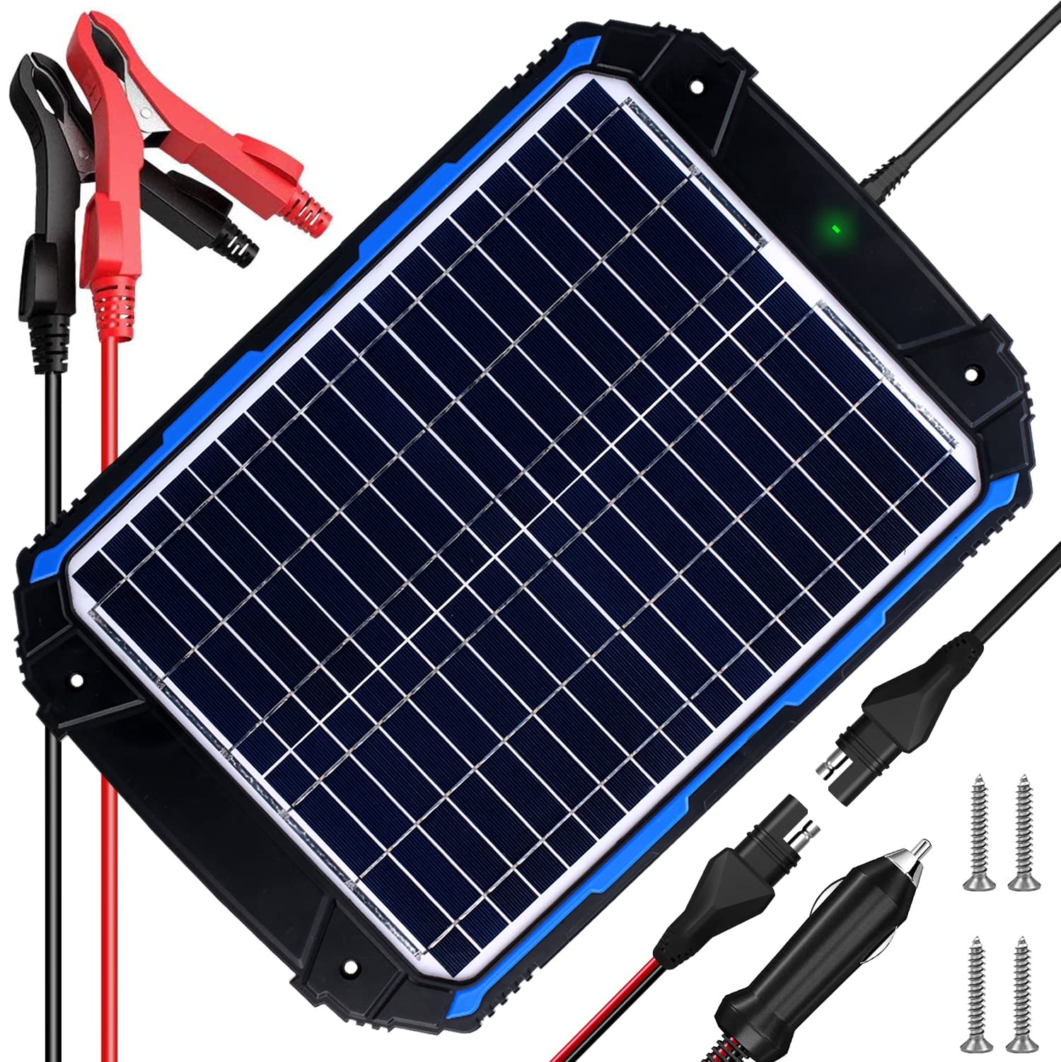 SUNER POWER 18W 12V Solar Battery Trickle Charger & Maintainer PRO, Built-in Intelligent MPPT Charge Controller, Waterproof 12 Volt Solar Panel Charging Kits for Car Auto Marine RV Trailer Boat Camper