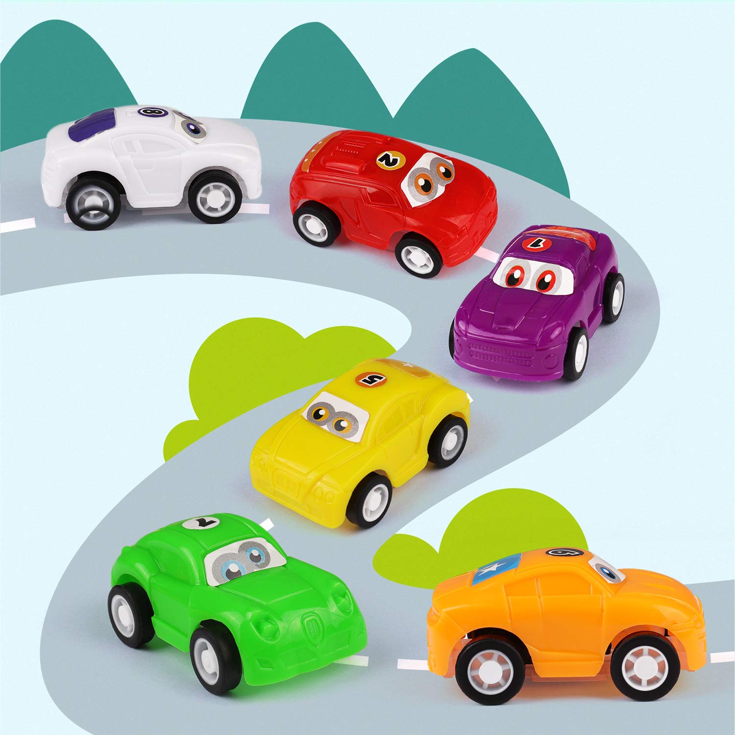 UWEAONTME DOTH Pull Back Cars, 32 Pack Pull Back Racing Vehicles Mini Car Toys for Kids