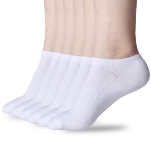 sioncy women's low cut socks,6 pairs cotton ankle socks for women,white non slip cushioned athletic short sock (white)