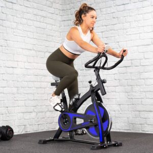 xtremepowerus exercise bike 22lb flywheel stationary workout machine blue