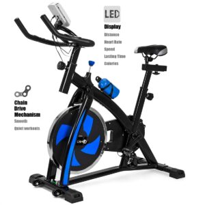 XtremepowerUS Exercise Bike 22lb Flywheel Stationary Workout Machine Blue