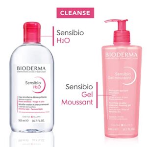 Bioderma Sensibio Foaming Gel Cleansing and Make-Up Removing Refreshing feeling for Sensitive Skin Unscented, 16.7 Fl Oz