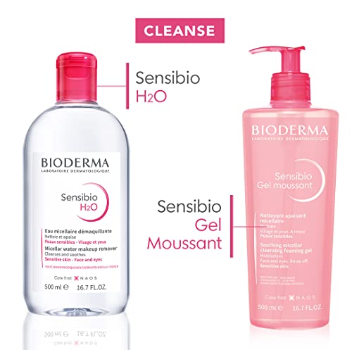 Bioderma Sensibio Foaming Gel Cleansing and Make-Up Removing Refreshing feeling for Sensitive Skin Unscented, 16.7 Fl Oz