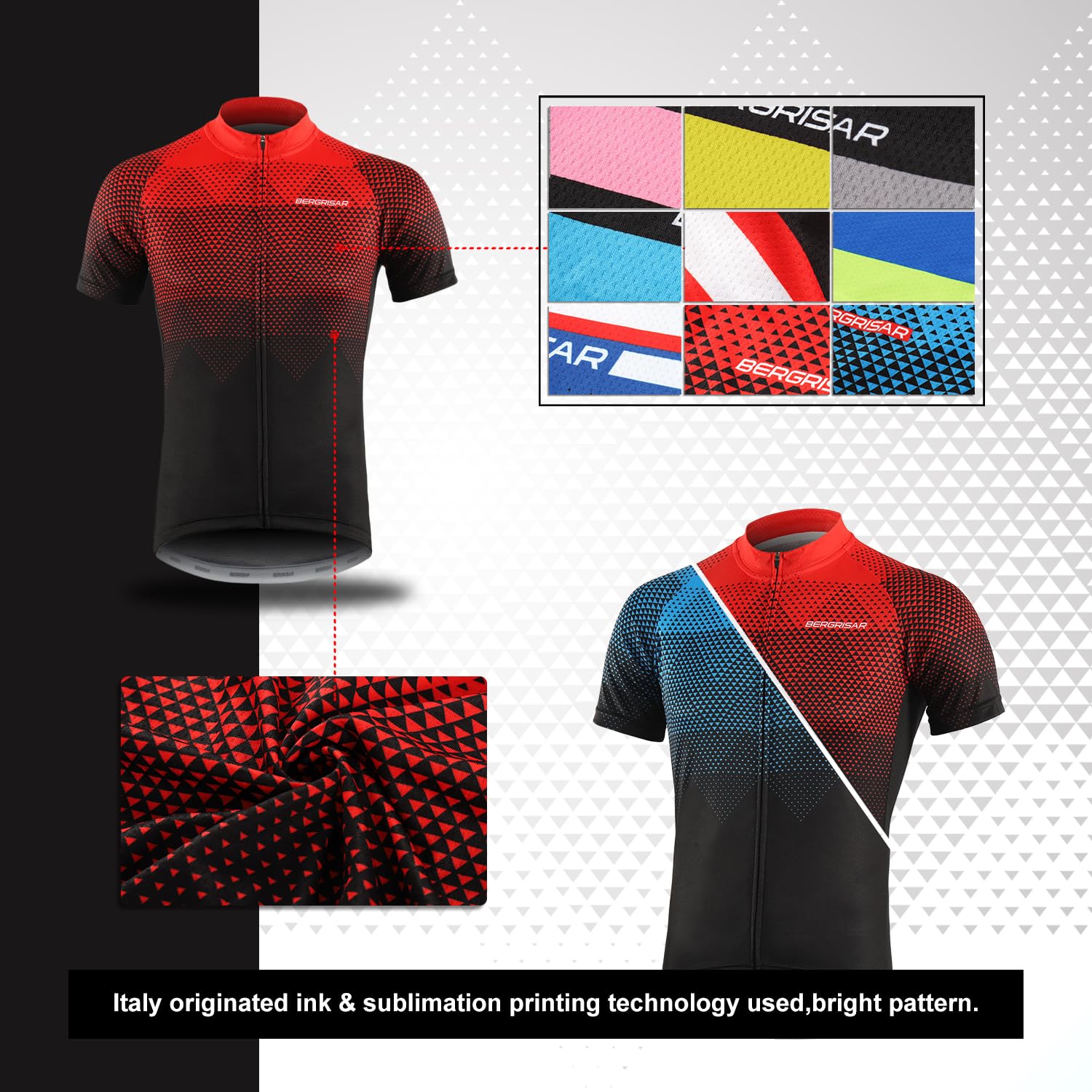 BERGRISAR Men's Cycling Jerseys Short Sleeves Bike Shirt