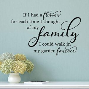 wall quote decal every time i think of family flower home love vinyl decal garden mom mother's day