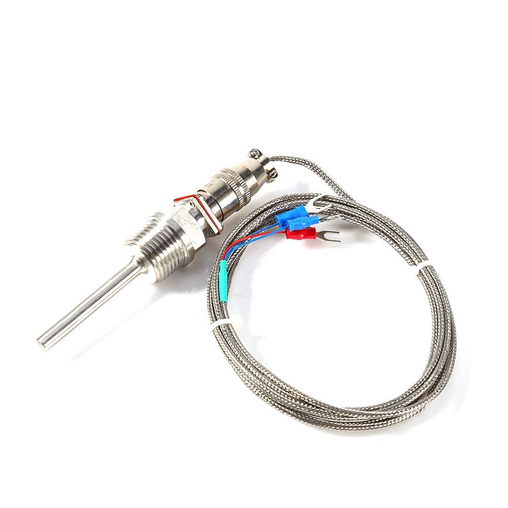 PT100 Thermocouple Temperature Sensor Probe 1/2" NPT Thread Connector with 3 Wires 2M Cable, -58~572°F (-50~300°C)