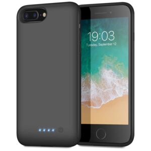 battery case for iphone 8plus/7plus/6 plus/6s plus, upgraded [8500mah] protective portable charging case rechargeable extended battery pack for apple iphone 8plus/7plus/6 plus/6s plus(5.5') - black