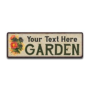 personalized garden sign flower rustic custom name decor signs she shed decorations flowers vintage wall art moms tin plaque plant gardening flowers gift 6 x 18 matte finish metal 106180017001