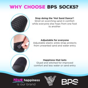 BPS 'Second Skin' Aqua Socks with Grip - Quick-Dry and Anti-Slip Socks - Barefoot Shoes for Beach Sports and Activities - Low Cut Socks (Ebony Black, Medium)