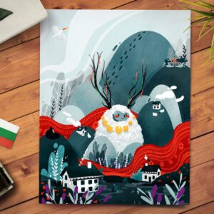 8x10 Scandinavian Art Print Fantasy Yeti Print Miyazaki Anime Design Whimsical Folk Travel Forest Nature Wildlife Illustrated Animal Print Nordic Art Print Studio Ghibli Design Kids Bedroom Home Decor