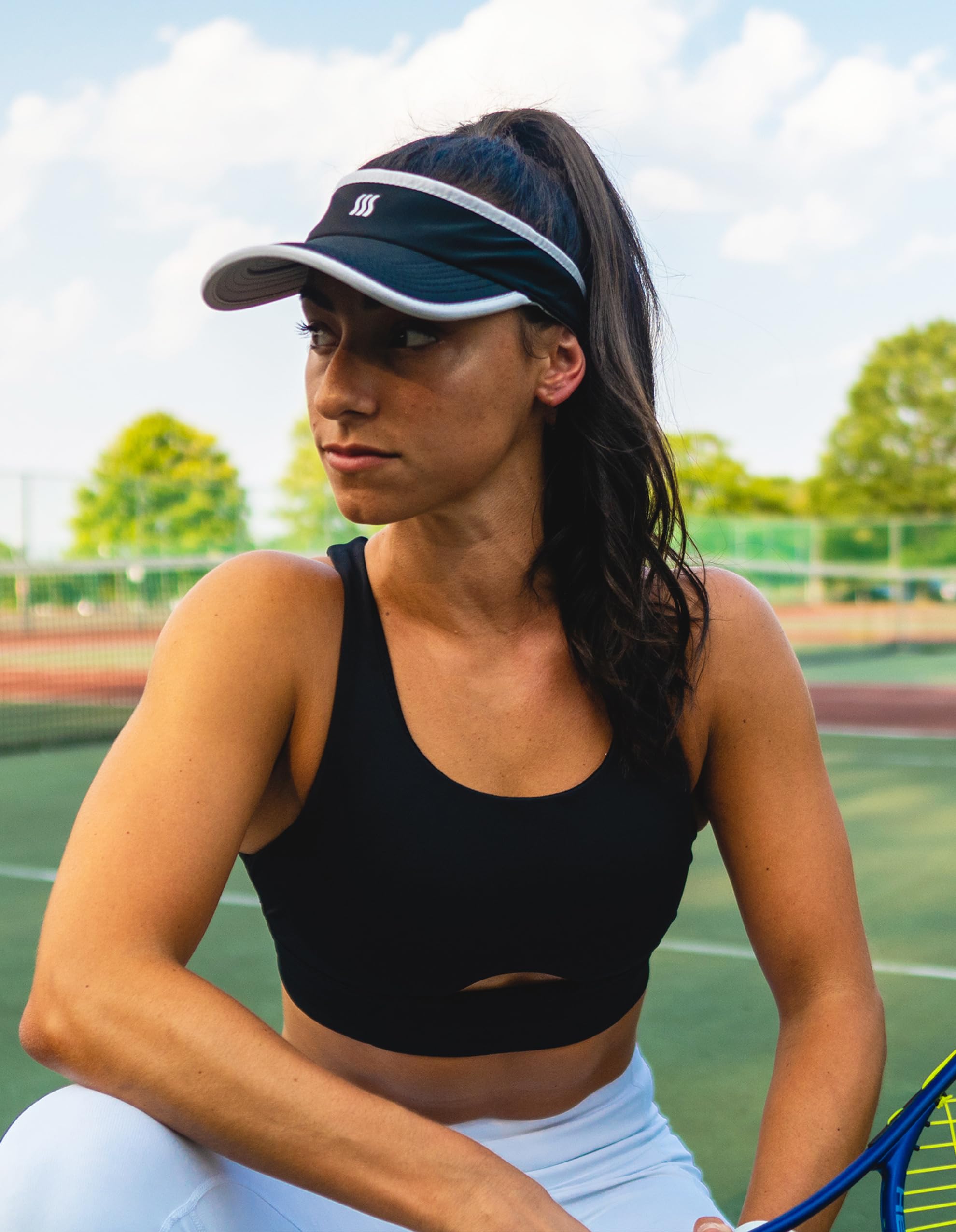 SAAKA Super Absorbent Visor for Women. Premium Packaging. Running, Tennis, Golf & All Sports. Lightweight & Adjustable. Black