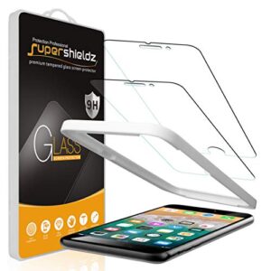 supershieldz (2 pack) designed for apple iphone 8 plus and iphone 7 plus (5.5 inch) tempered glass screen protector with (easy installation tray) anti scratch, bubble free