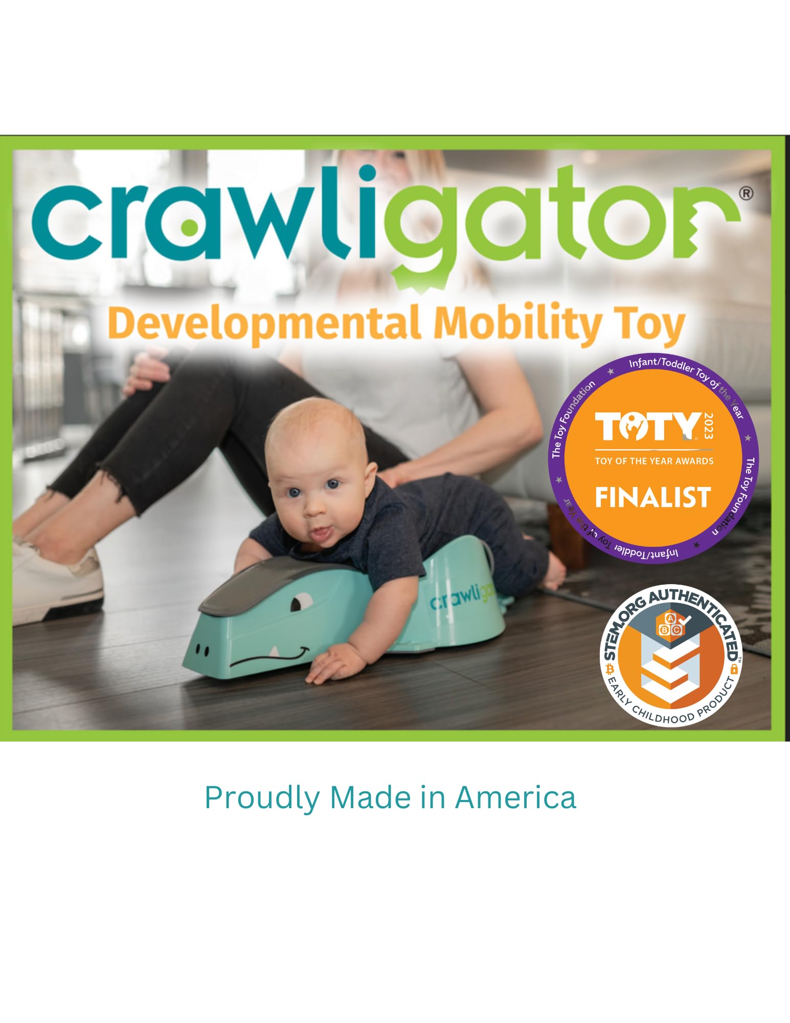 Crawligator Tummy Time Toy I Provides Mobility for Infants 4-12 Months I Early Childhood Dev (Green)