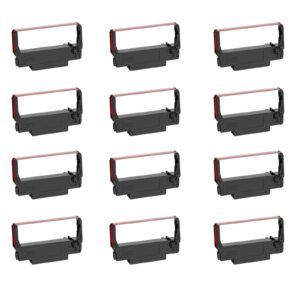 bigger replacement for erc-30, erc 30 34 38 b/r compatible ribbon used with epson erc30 erc34 erc38 nk506 printer (black and red, 12 pack)