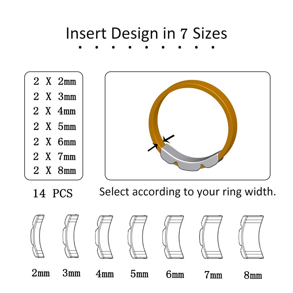 Coopache Ring Size Adjuster for Loose Rings - 2 Styles, 13 Sizes - Jewelry Sizer, Mandrel for Making Jewelry Guard, Spacer, Sizer, Fitter - Spiral Silicone Tightener Set