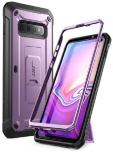 supcase unicorn beetle pro series designed for samsung galaxy s10 plus case (2019 release) full-body dual layer rugged with holster & kickstand without built-in screen protector (purple)