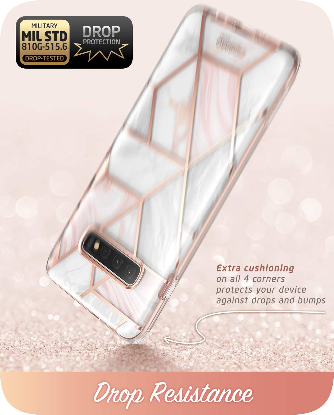 i-Blason Cosmo Series Case for Samsung Galaxy S10+ Plus, Stylish Glitter Protective Bumper Case Without Built-in Screen Protector (Marble)