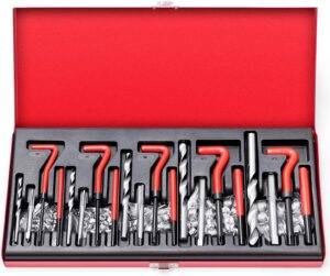 metric helicoil thread repair kit: 131-piece heli coil hss drills inserts taps & tools m5 m6 m8 m10 m12 automotive engine spark plug cylinder insertion rethreading tools universal rethread restorer