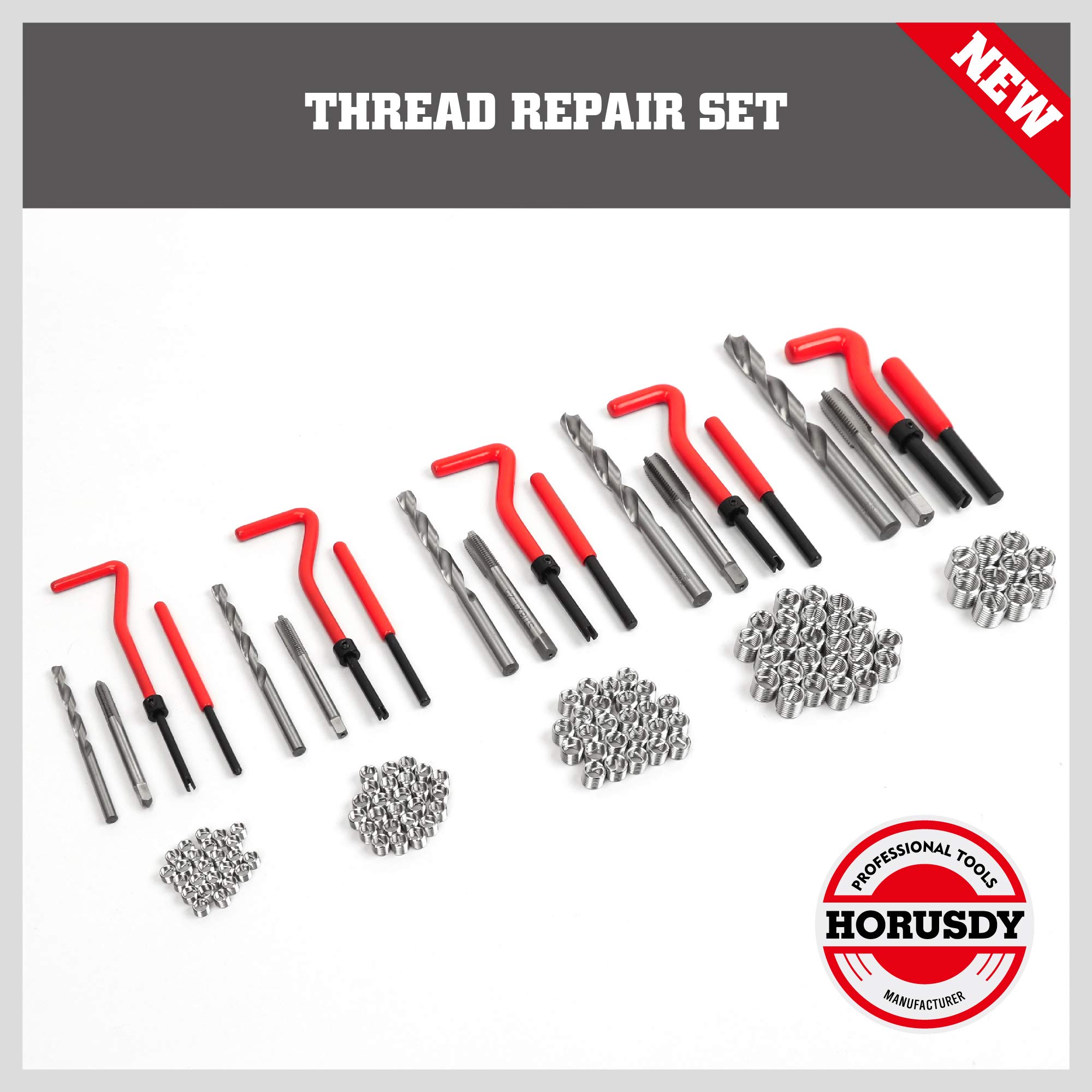 Metric Helicoil Thread Repair Kit: 131-Piece Heli Coil HSS Drills Inserts Taps & Tools M5 M6 M8 M10 M12 Automotive Engine Spark Plug Cylinder Insertion Rethreading Tools Universal Rethread Restorer