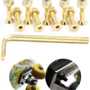 Skateboard Hardware 9PCS Bolts Set Deck Mounting Screws Nuts Hex Key Skate Parts Outfits Color Fasteners Longboard Cruiser Best Mounting Parts Silver Golden Green 1 1/4" 1" 7/8" (Golden, 0.88)