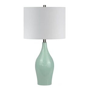 Bella 28.25" Tall Porcelain Table Lamp with Fabric Shade in Teal Porcelain/White