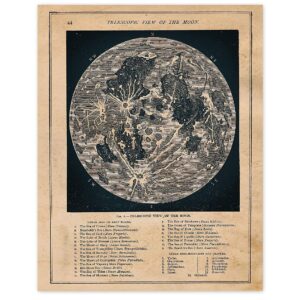 vintage moon surface map patent prints, 1 (11x14) unframed photos, wall art decor gifts under 20 for home astronomy office studio garage shop man cave school college student teacher nasa space champ