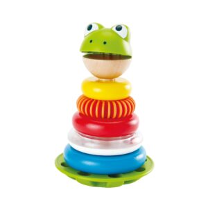 hape e0457 mr frog stacking rings - toddler activity toy l: 4.7, w: 4.7, h: 7.3 inch