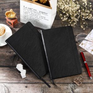 Ruled Notebook/Journal – Classic Notebook Journal for Women/Men, Faux Leather Notebooks for Work, Premium Thick Paper, Black, Hardcover, Lined (5.4 x 8.3)